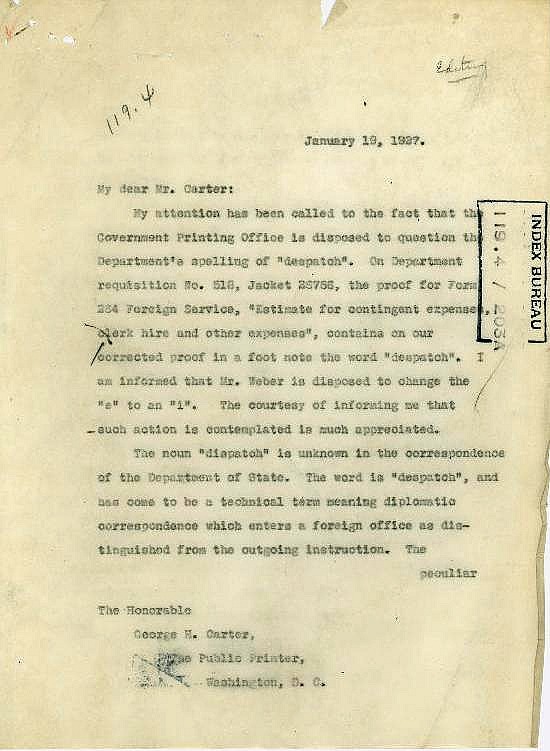 Foreign Service Friday: Despatch vs. Dispatch – The Text Message