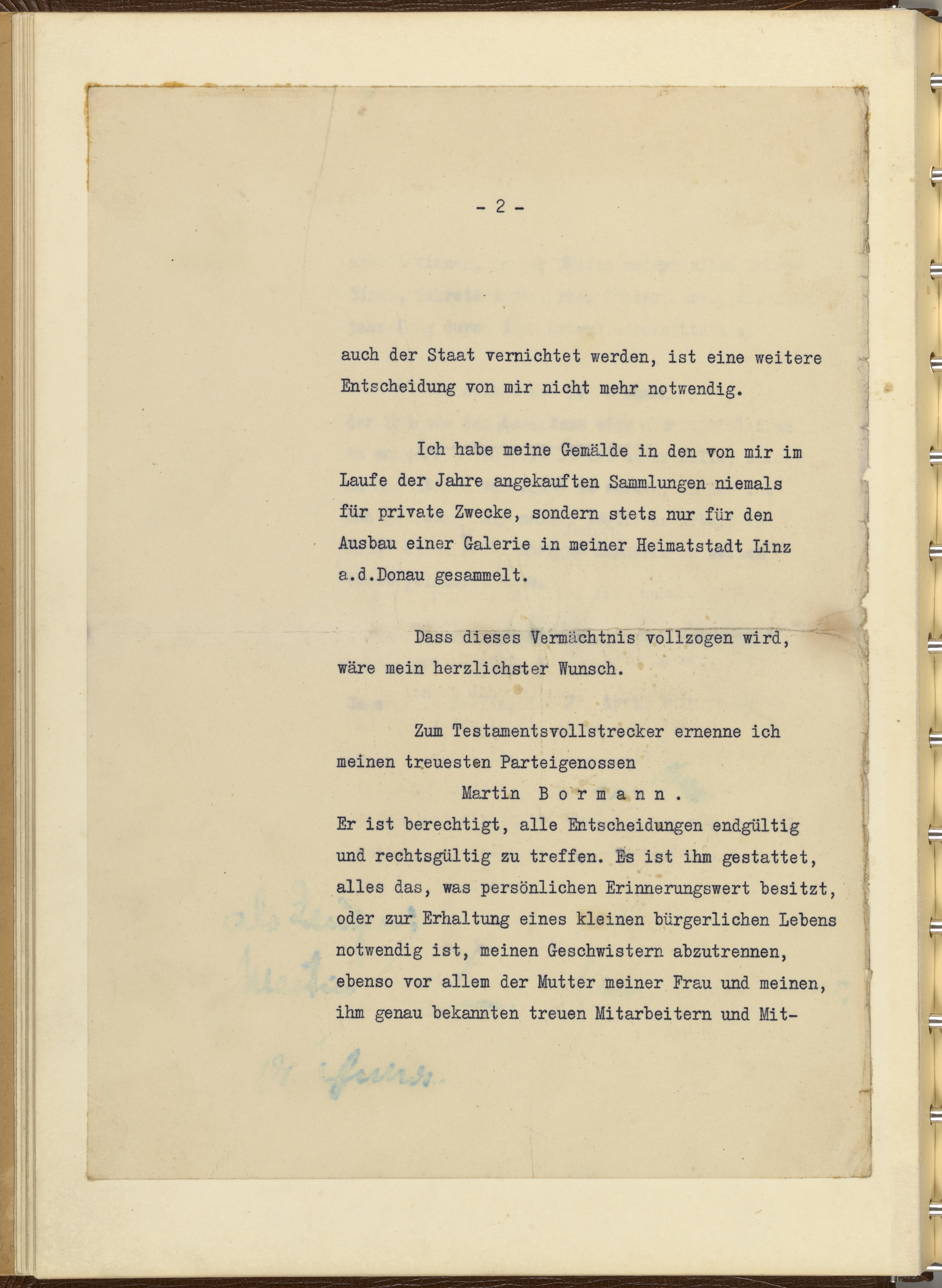 Hitler’s Political Testament, Personal Will, and Marriage Certificate ...