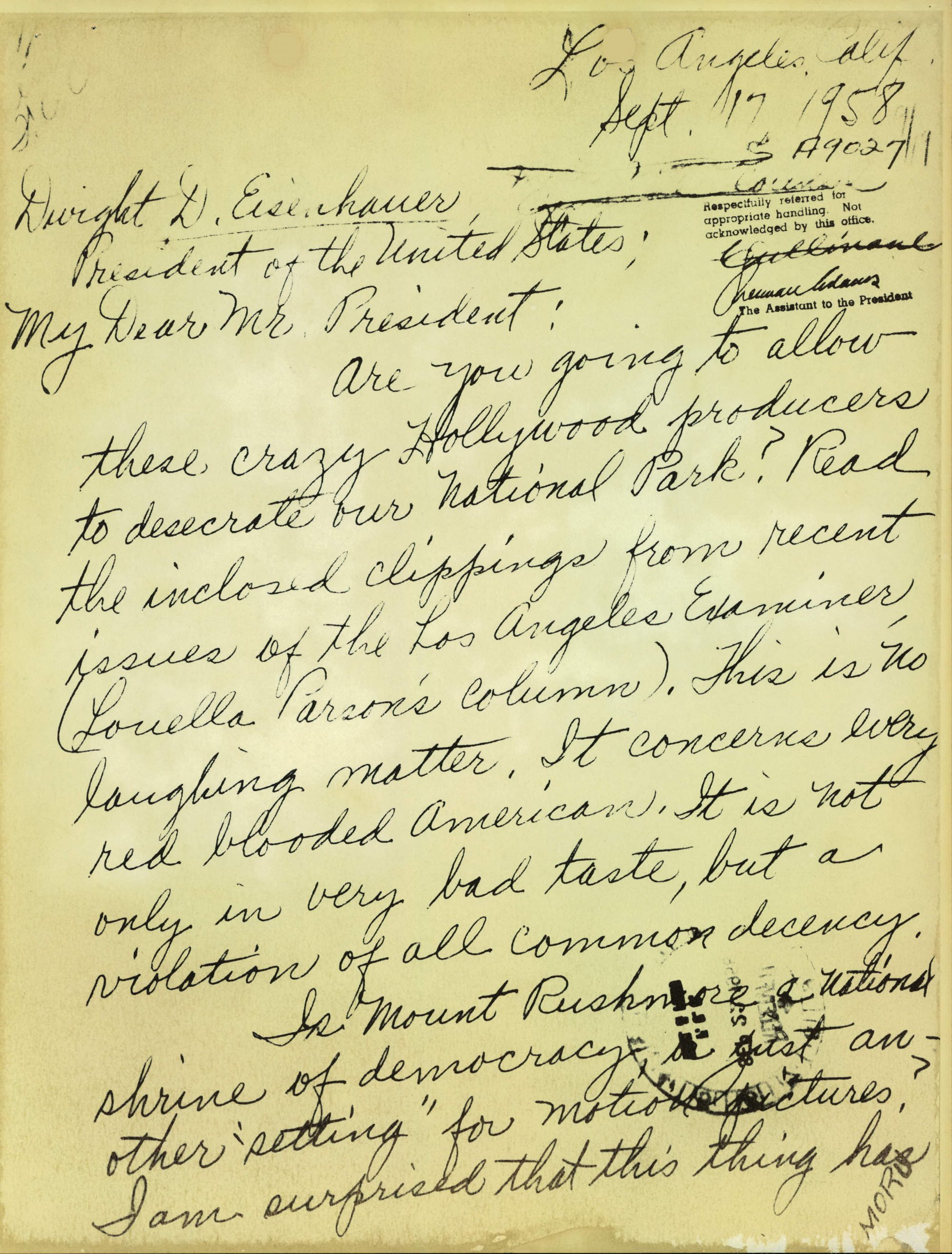 Letter, Citizen to President Eisenhower 1958 – The Text Message