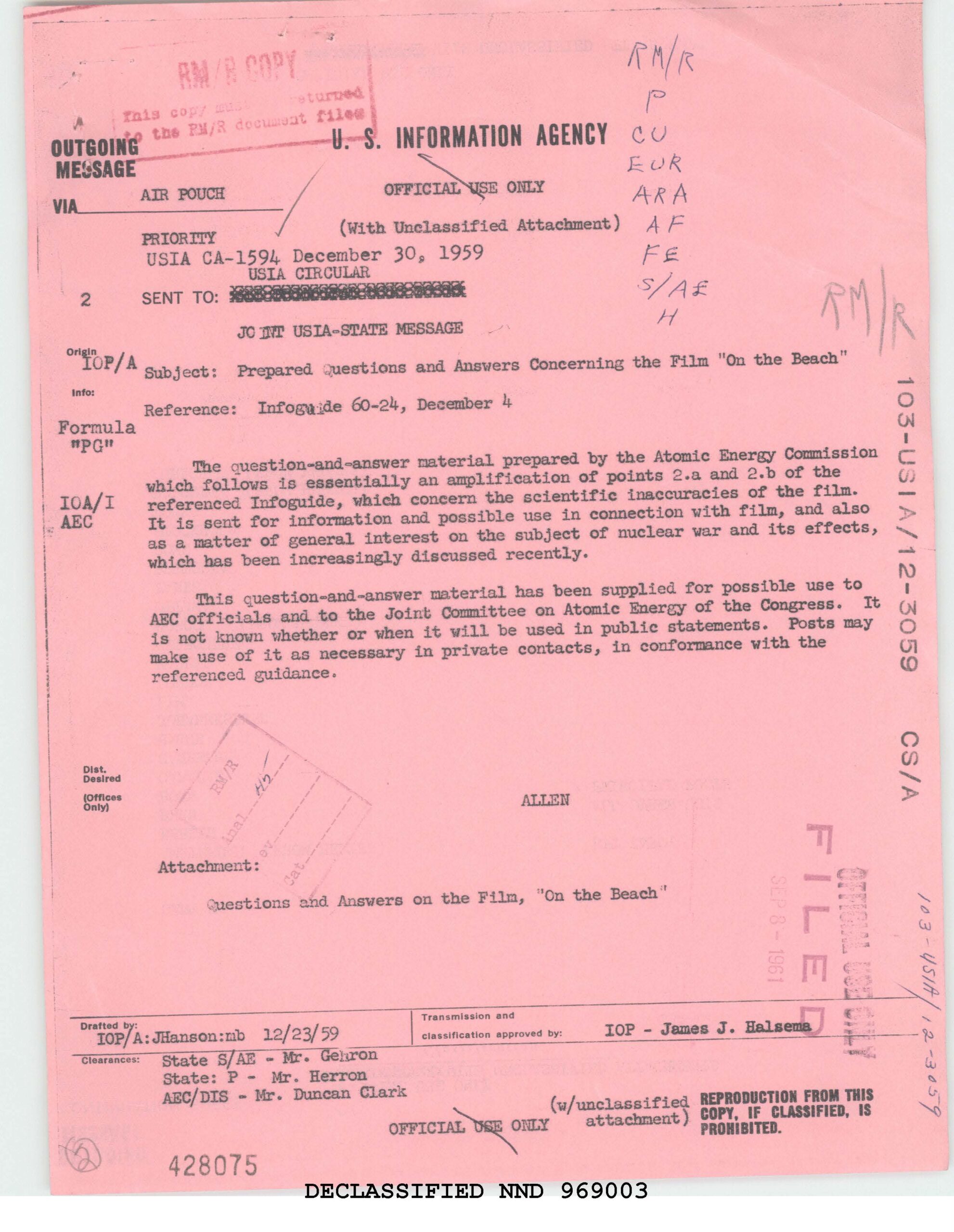 More on preparing for the release of “On the Beach” – The Text Message
